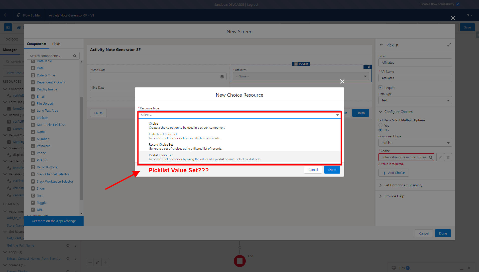 Allow Picklist Value Sets as Choice Resource in a Flow | IdeaExchange