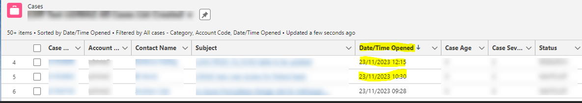 Lightning Case List View Date/Time Opened shows as Date Opened in ...